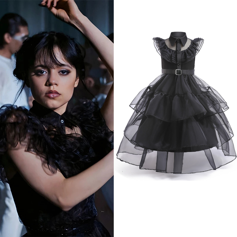 Wednesday Addams Cosplay For Girl Costume Gothic Wind Adult Kids Dress ...