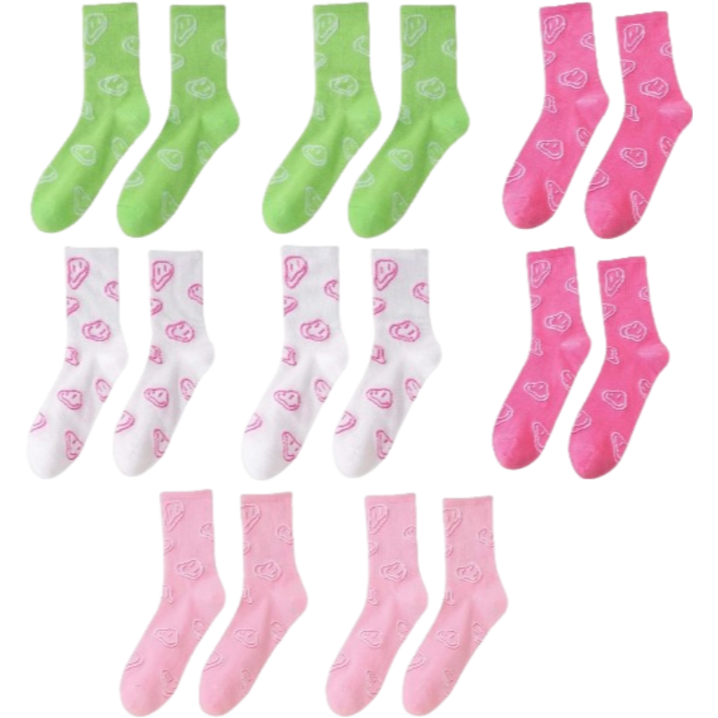 4 Colors Ladies Bright Color Series Mid-Tube Socks Full Body Funny ...