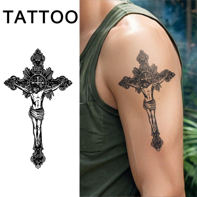 Prison Cross Temporary Tattoo Waterproof & Long-Lasting (1-2 Weeks ...