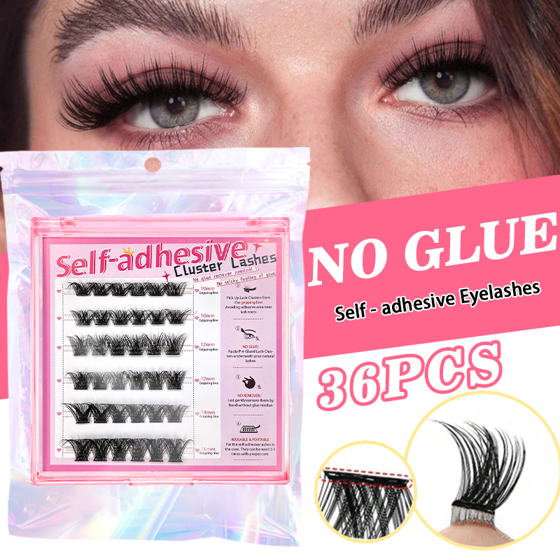 36pcs/120pcs Self-adhesive False Eyelashes Without Glue, Natural Cross ...