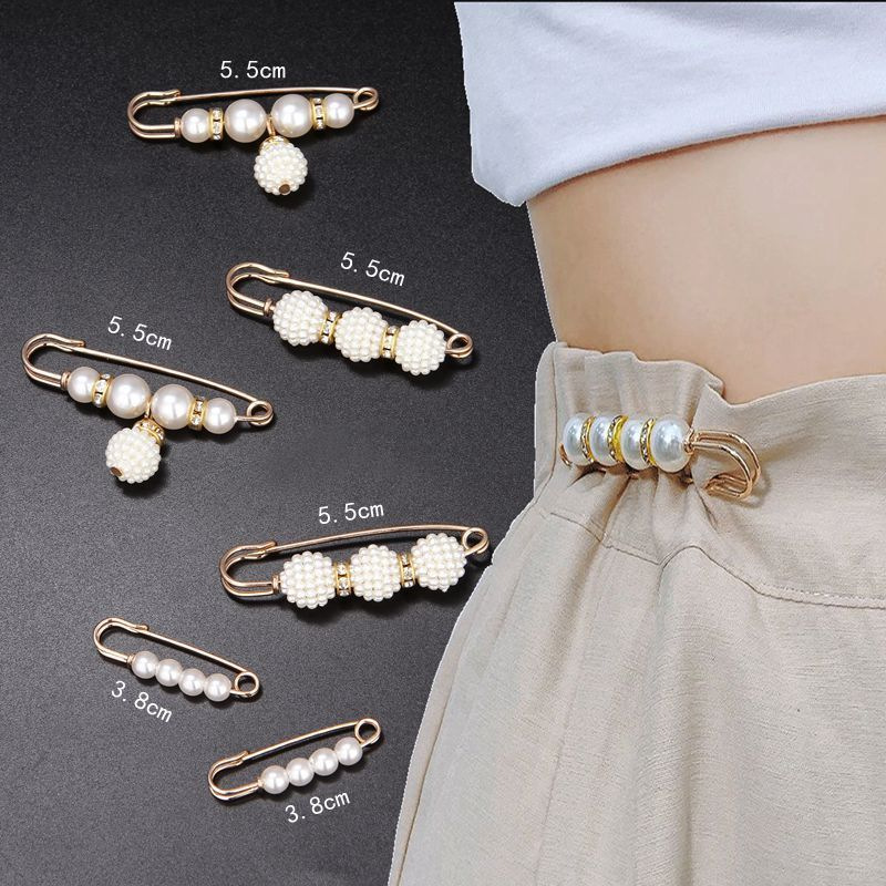 6pcs Pearl Brooch Pants Waist Artifact Pin Female Brooch Adjusted Waist ...