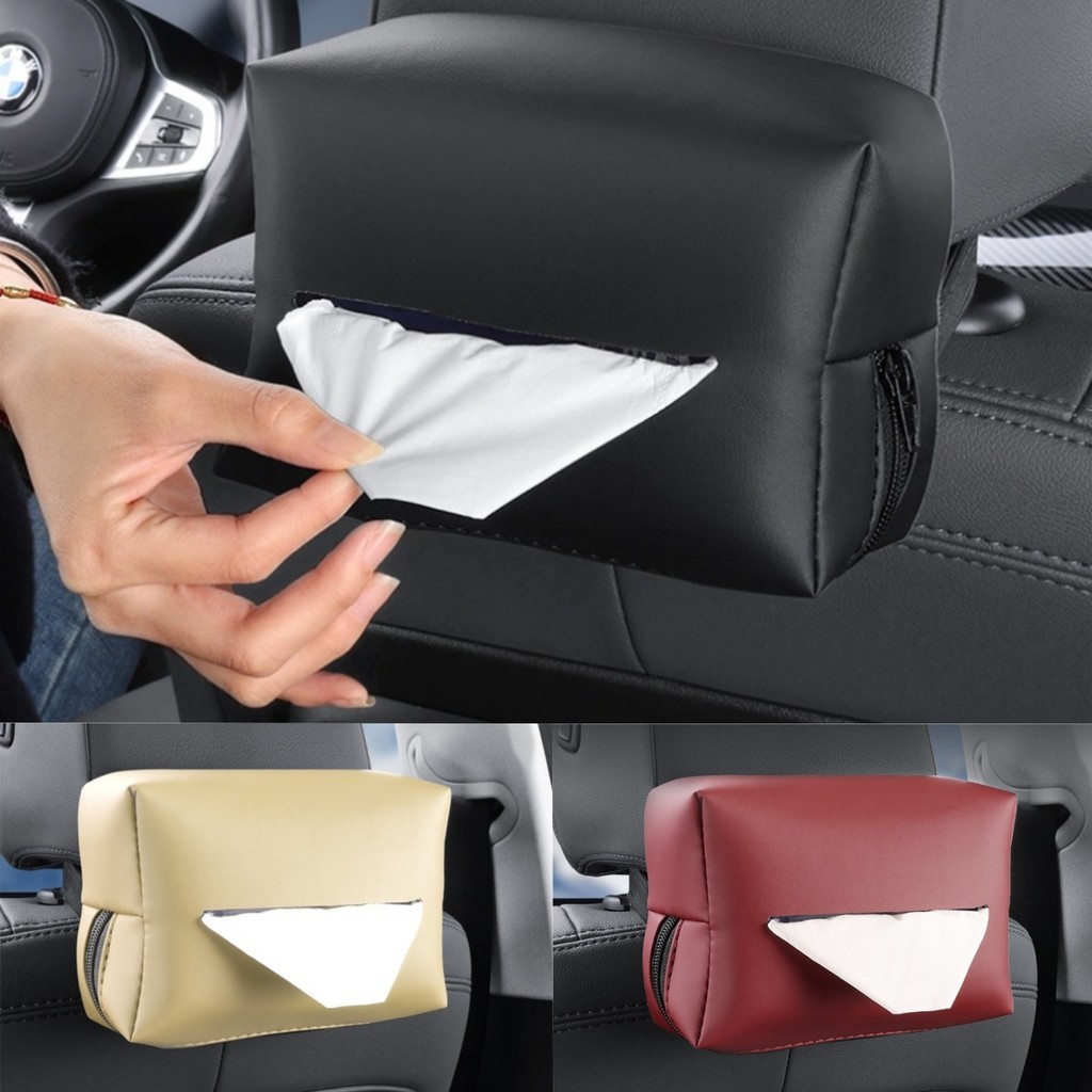 Car Tissue Box Holder Nappa Leather Car Center Console Armrest Napkin ...