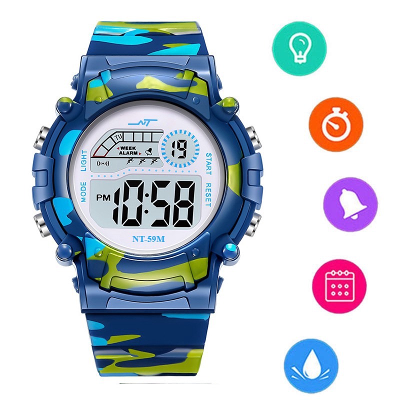 Camo Kids Digital Watch Waterproof Unisex For Boys Girls Outdoor Sports ...