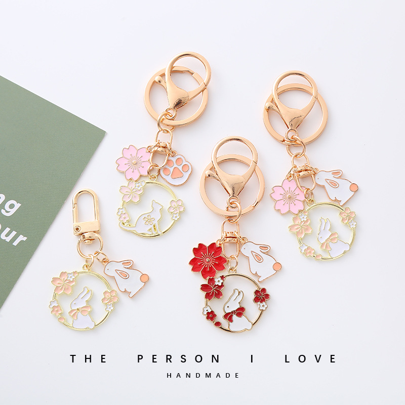 1pcs Japanese Romantic Sakura Rabbit Keychain Exquisite Female Cute Bag ...