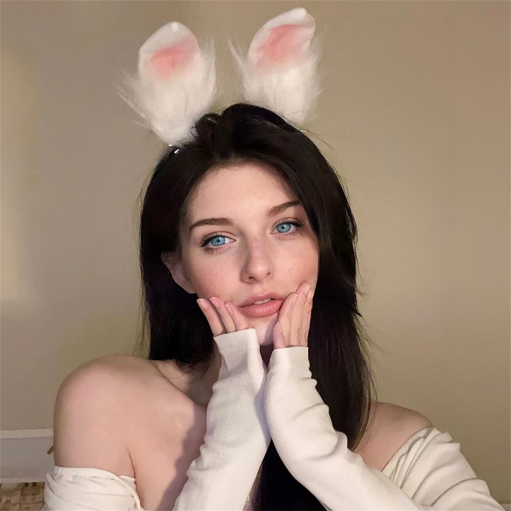 2pcs Ladies Autumn Winter Sweet Cute Plush Pink Rabbit Ear Hair Clip ...