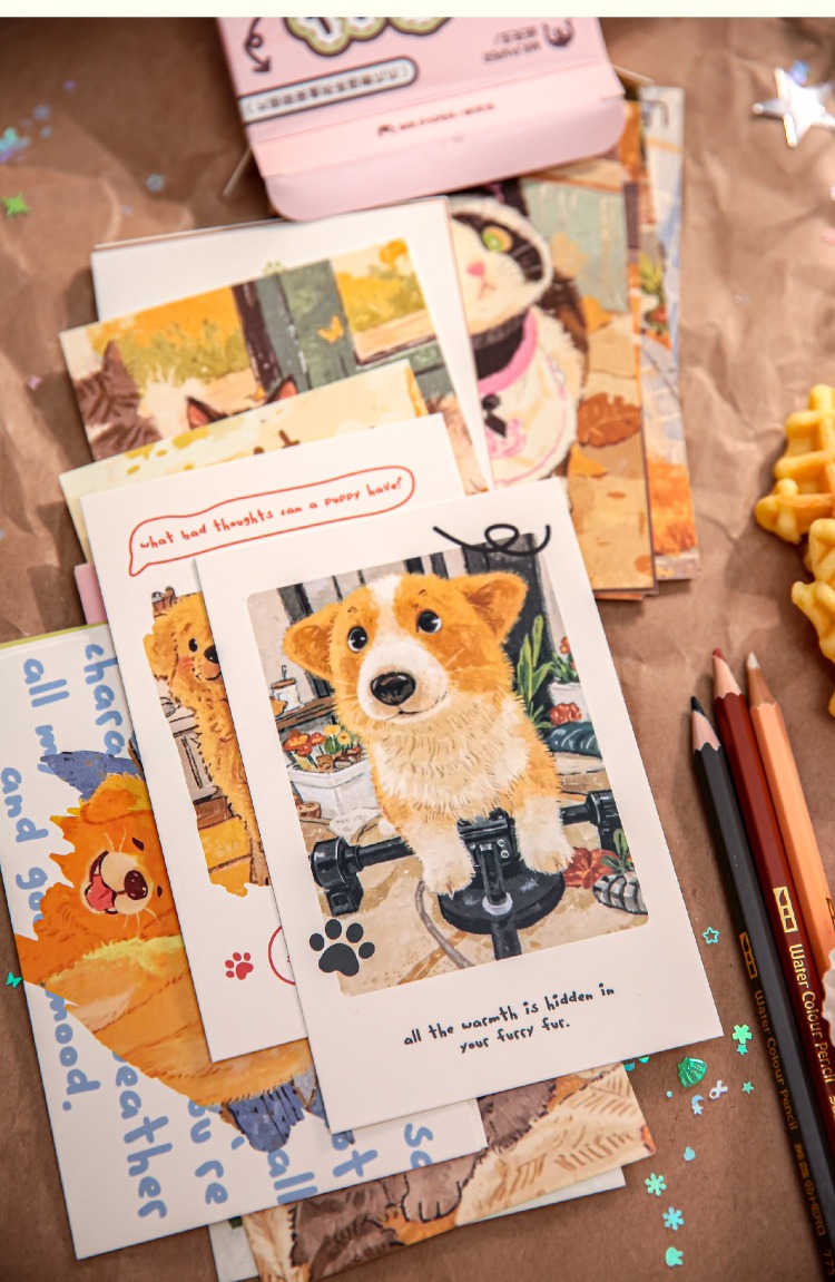 Mr Paper Cat Theme Cards - 30 Premium Vintage Cards for Desk Decor ...