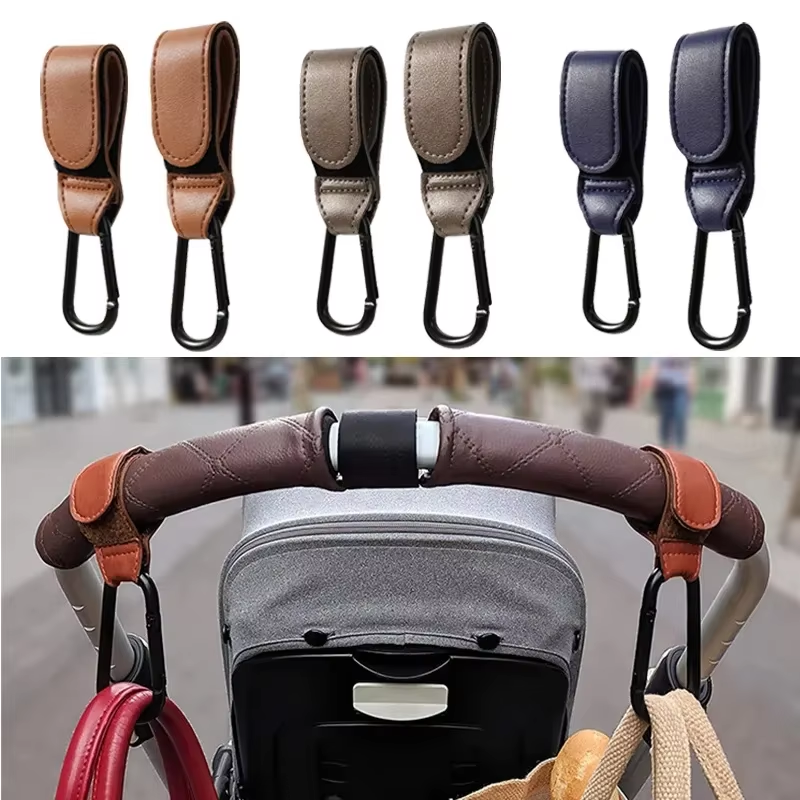 Baby Stroller Hook Fashion PU Leather Adjustable Pram Hook Cart ...
