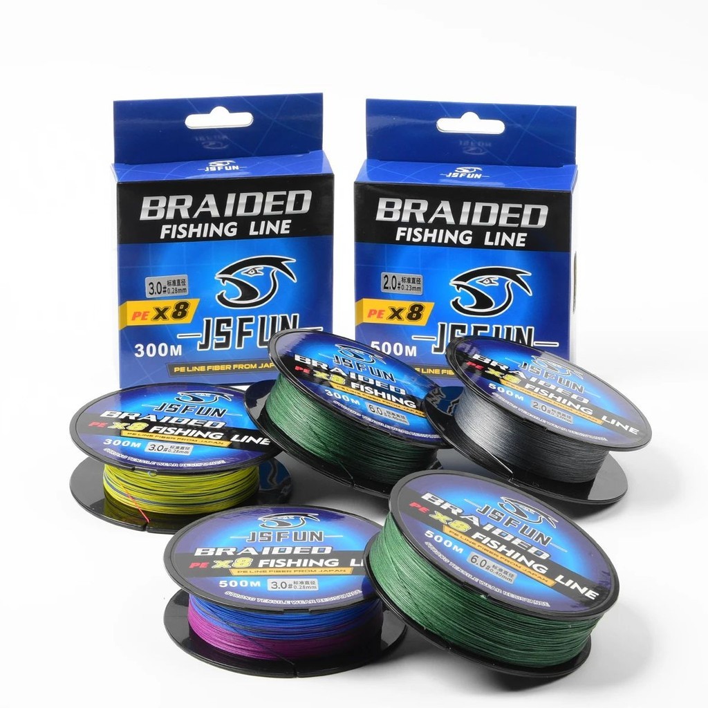 JSFUN 300M 8 Strands Braided Wire Coating Fishing Line Pound Count 34LB ...
