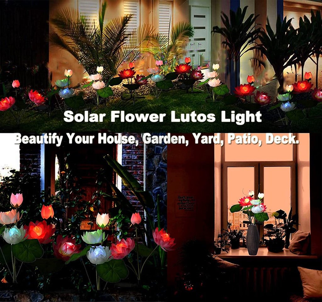 Solar Flower Lights Outdoor Waterproof Solar Lotus Decorative Lighting ...