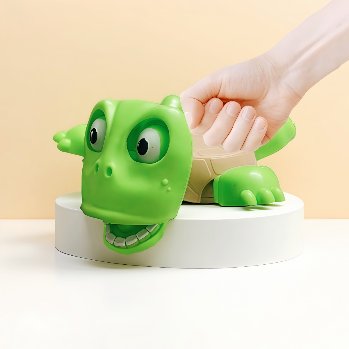 Funny toy Turtle coasters - Curious toy with wide-open eyes pressing to ...
