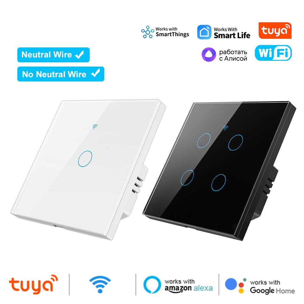 Tuya Smart Wifi Wall Touch Switch No Neutral Wire Required Wireless ...