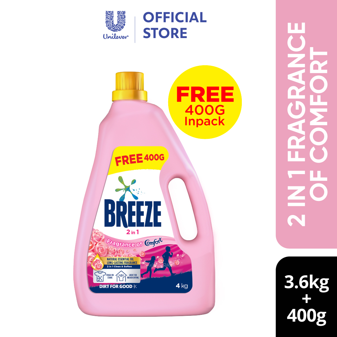 Breeze Liquid Detergent 2 In 1 Fragrance of Comfort 4kg (Promo Pack ...