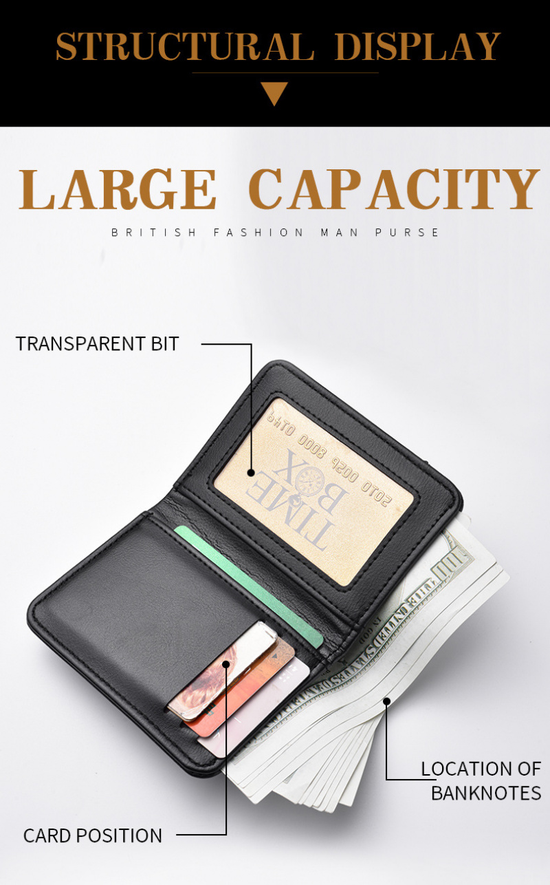 Men's Slim Bifold Wallet - Vertical ID Window & Multi-Card Slot Compact ...