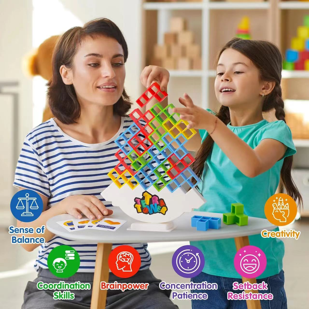 Tabletop Balance Game with 48 Educational Stacking Blocks – Christmas ...