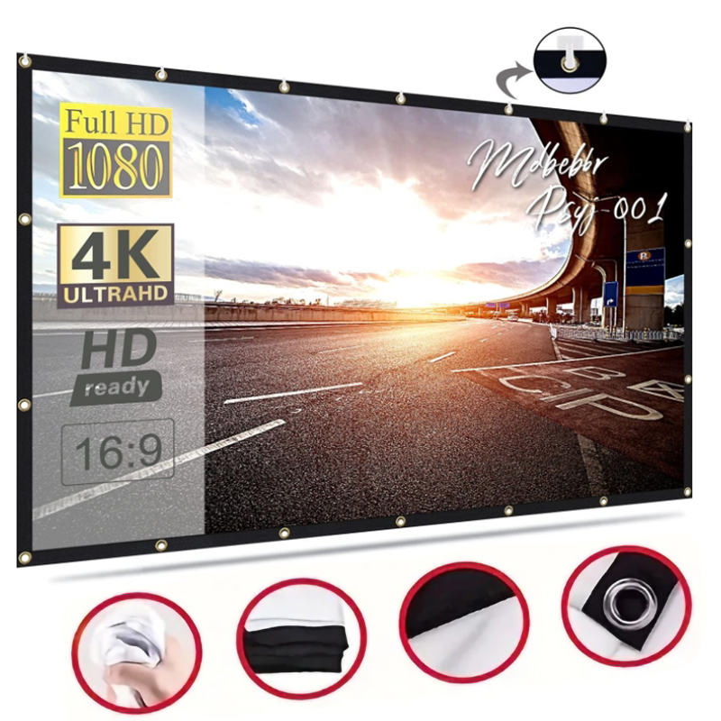 Portable Foldable Projector Screen High Density White No Creases Soft ...