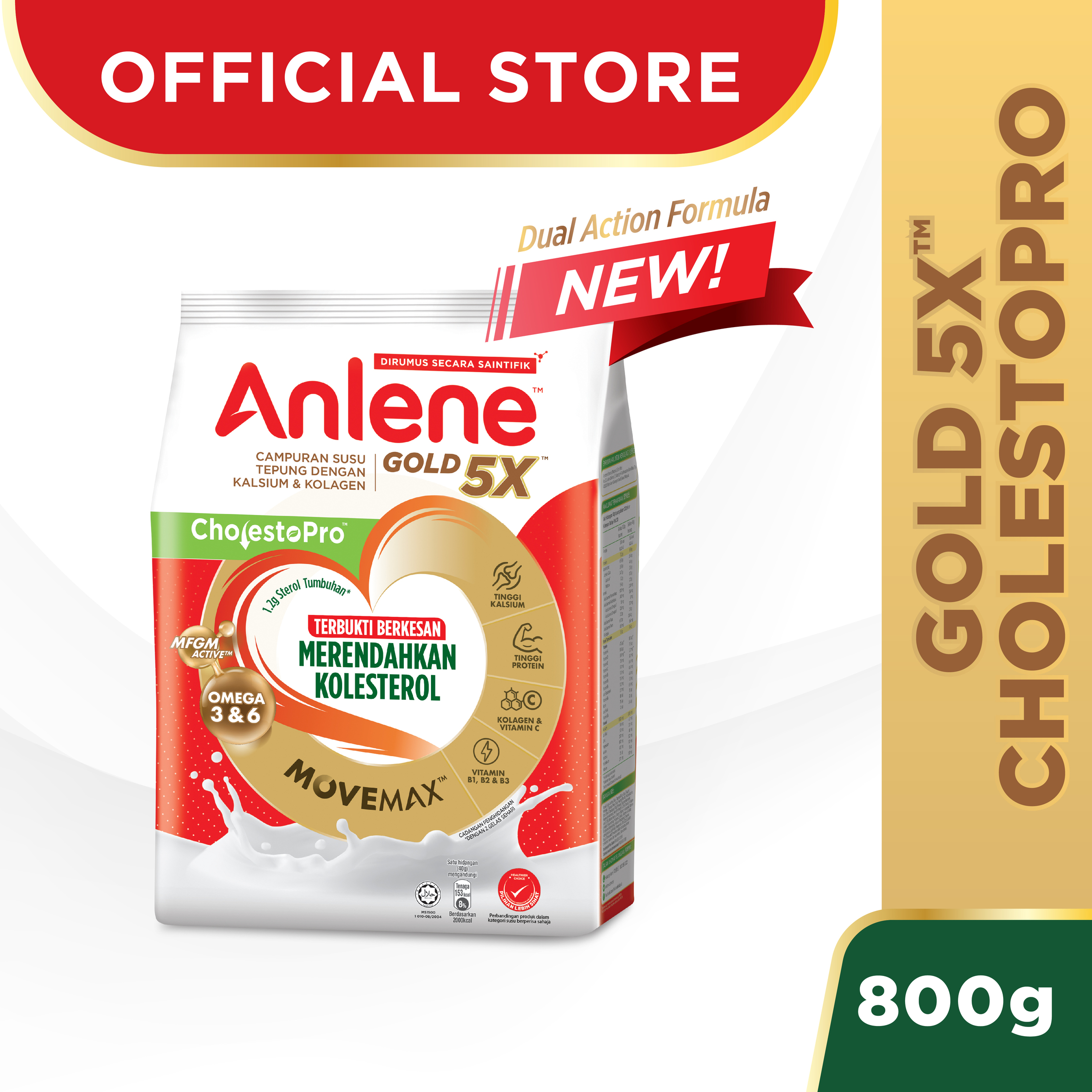 Anlene Gold 5X CholestoPro Adult Milk Formula Powder 800g | Shopee Malaysia