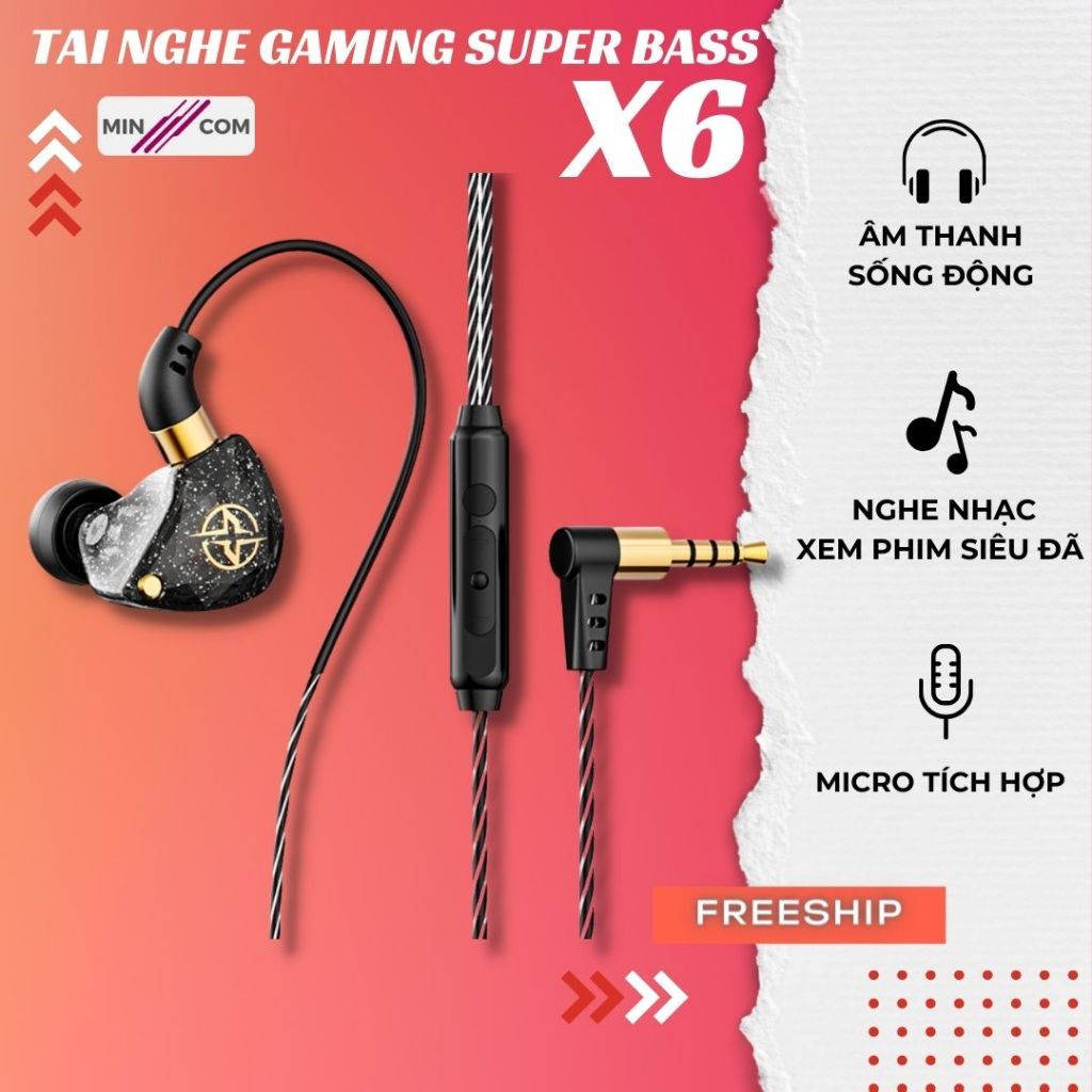 Sound X6 Wired Sports Earbuds with Microphone, Bass Boost, In-Ear ...