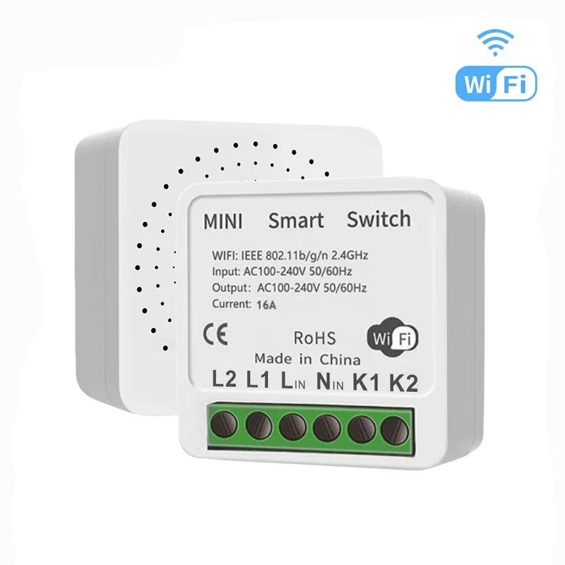 WiFi Mini DIY Smart Switch 10A/16A APP Remote Light Work For Alexa ...