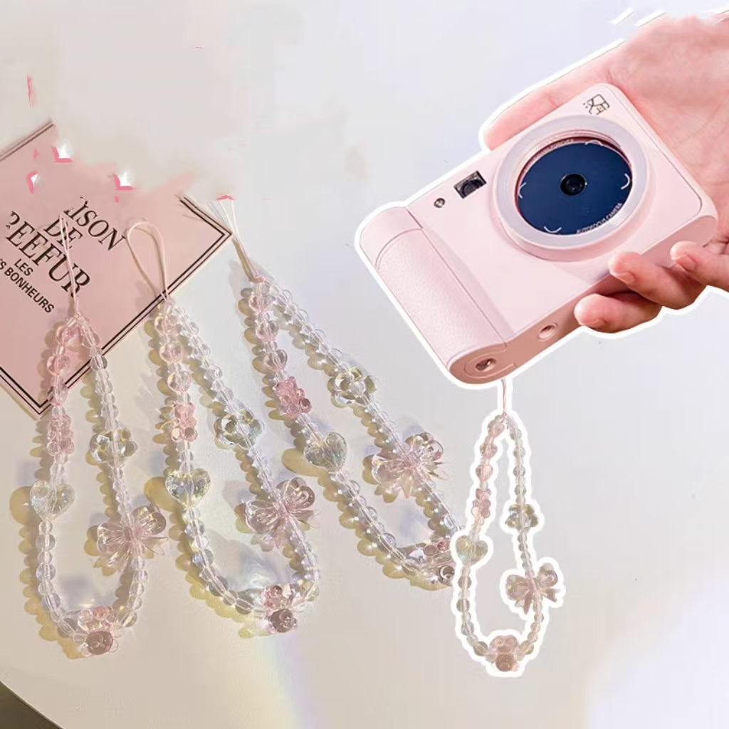 1 piece of pink love bow charm ins cute bear keychain anti-loss ...