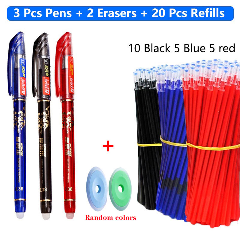 25pcs/Erasable Gel Pen Black, Blue Ink Ball Tip School Office Ballpen ...
