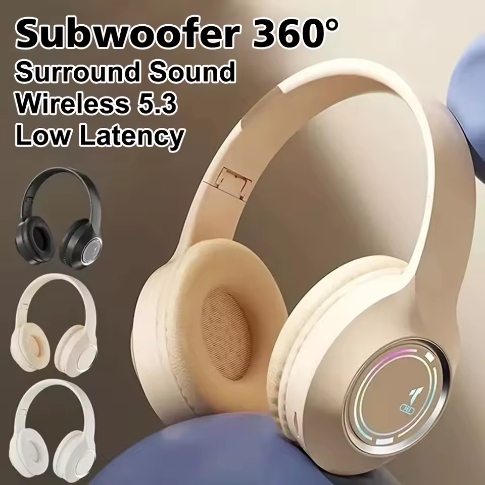 SPRISE Headset with LED Lighting Foldable Fidelity Bass Stereo ...