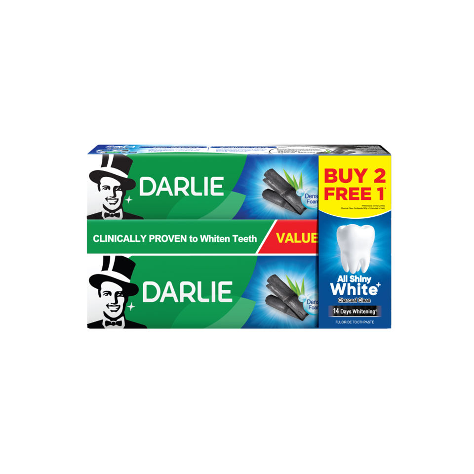 DARLIE All Shiny White Charcoal Clean Whitening Toothpaste 140gx2 ...