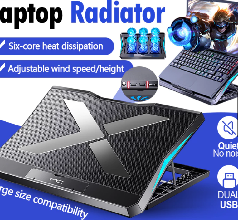 6 Fan Laptop Cooler Fan Gaming Laptop Stand Cooling Pad Laptop Stand ...