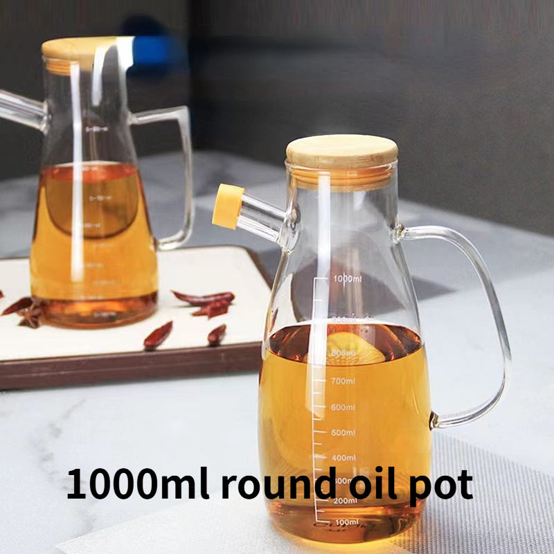 Kitchen household glass oil pot, high borosilicate glass with scale ...