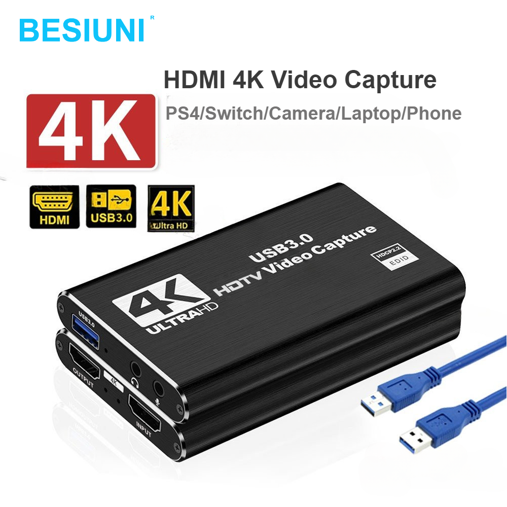 4K HDMI Game Capture Card USB3.0 for 1080P Streaming and Recording with ...