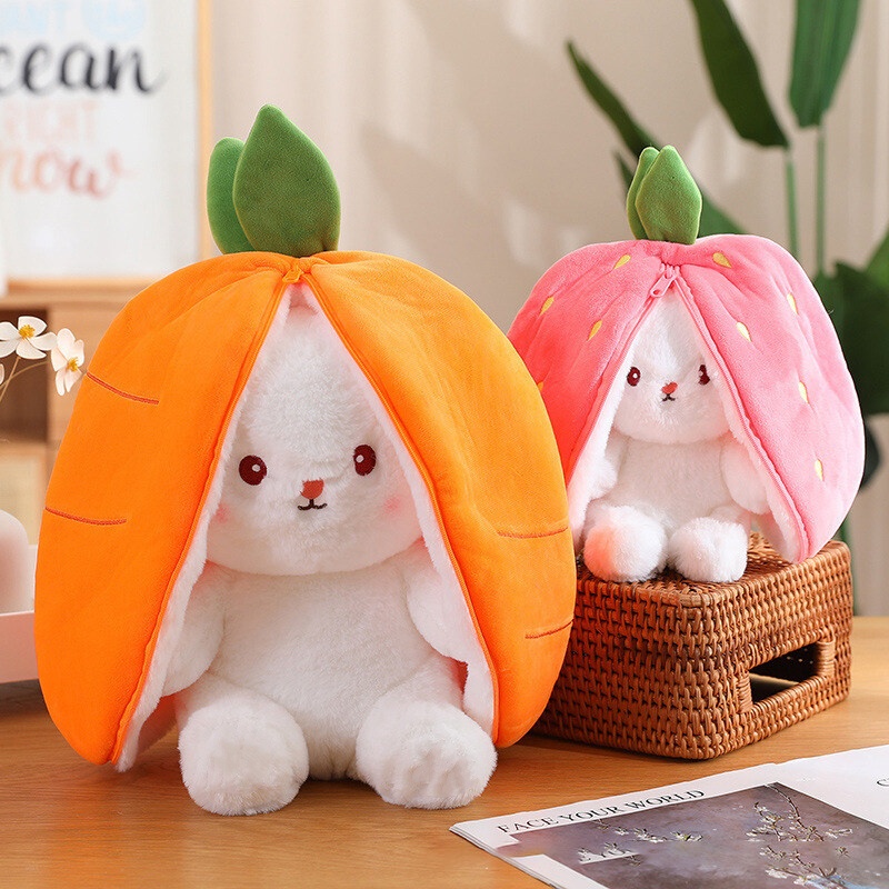 18CM Transform into a cute doll with big ears, rabbit pillow, and ...