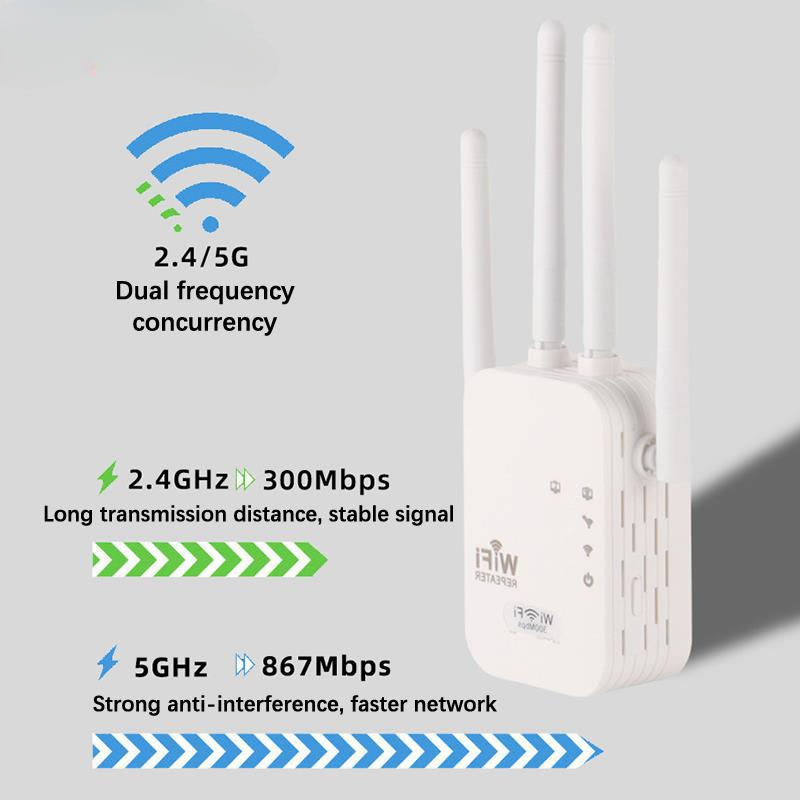 300Mbps WiFi Repeater Wireless WIFI Extender 4 Antenna WiFi Booster 5G ...