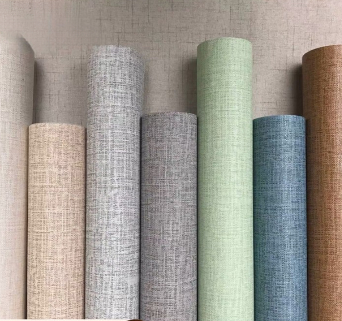 45cm * 10mpvc Solid Color Self-Adhesive Linen Pattern Wallpaper Wall ...