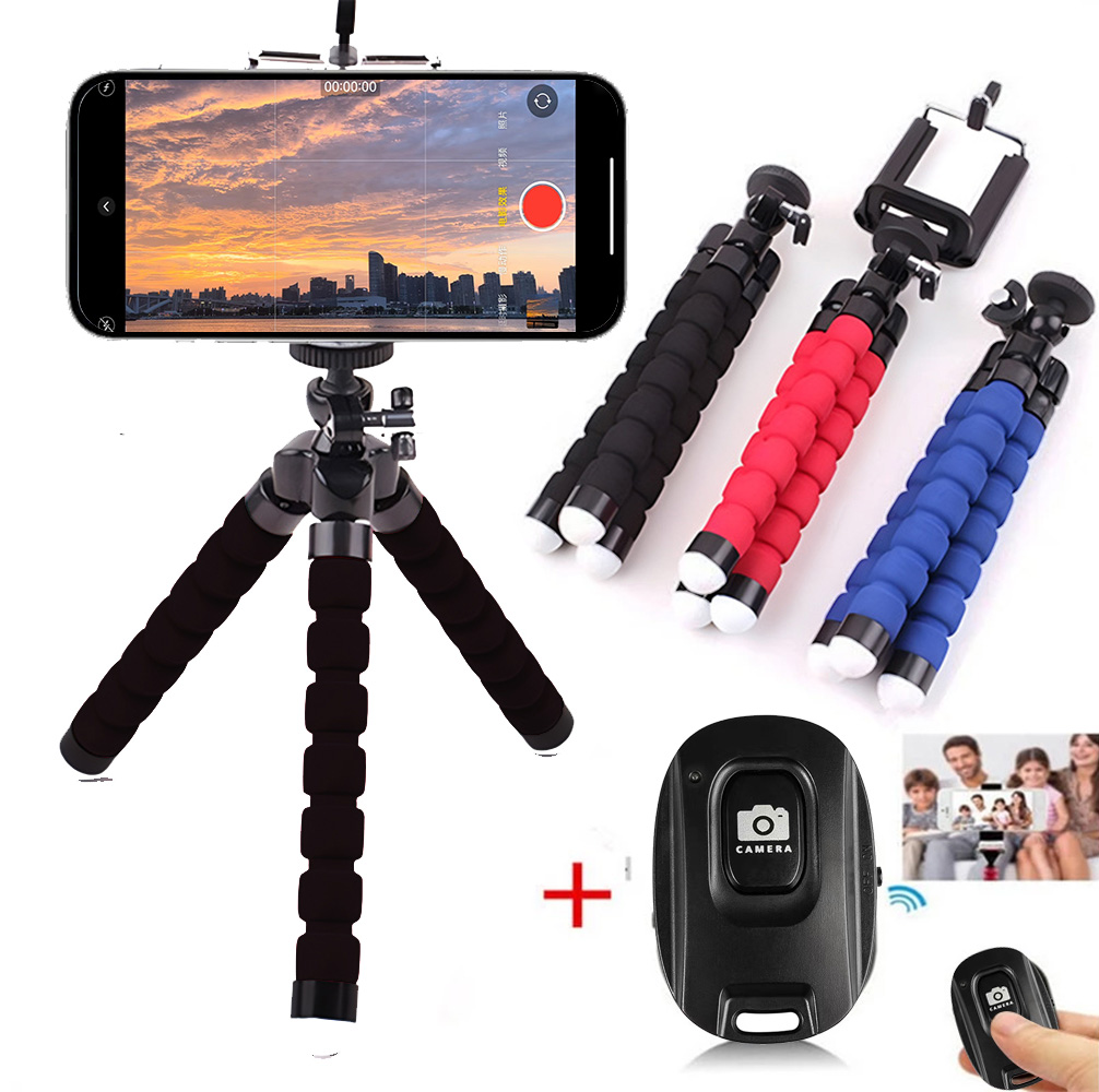 Flexible Octopus Tripod Phone Holder with Bluetooth Remote for All ...