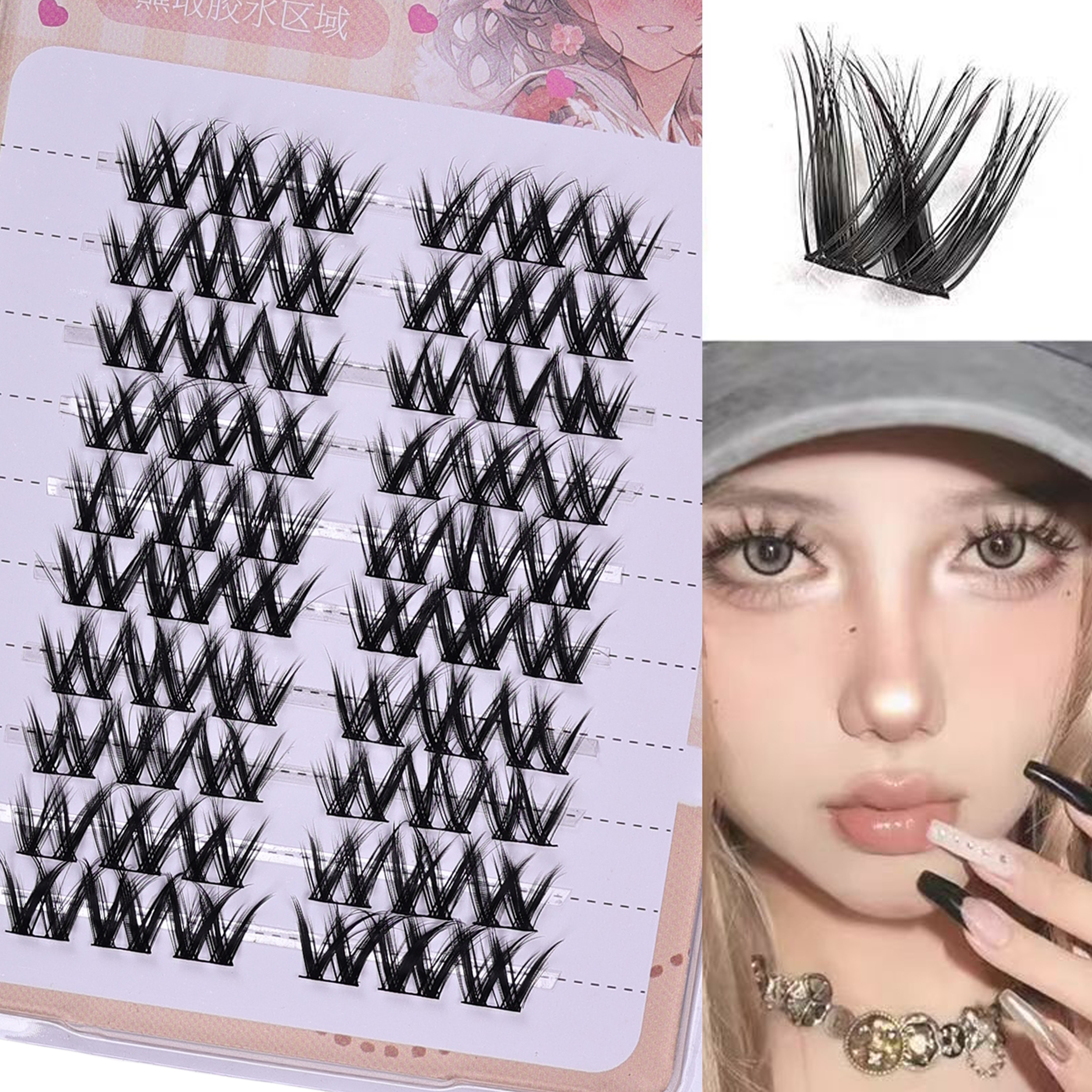 3D Manga Lashes Mink Fur Lash Clusters - Wispy Crossed False Eyelashes ...