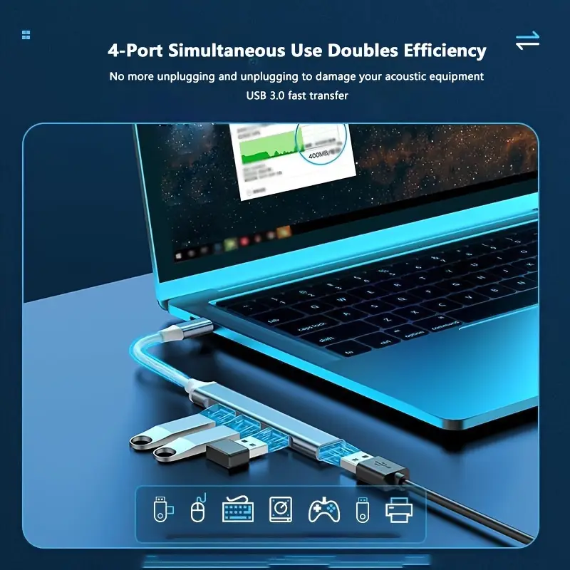 Trendy New Type-C HUB Adapter, 4-in-1 USB Port for High-Speed Data ...