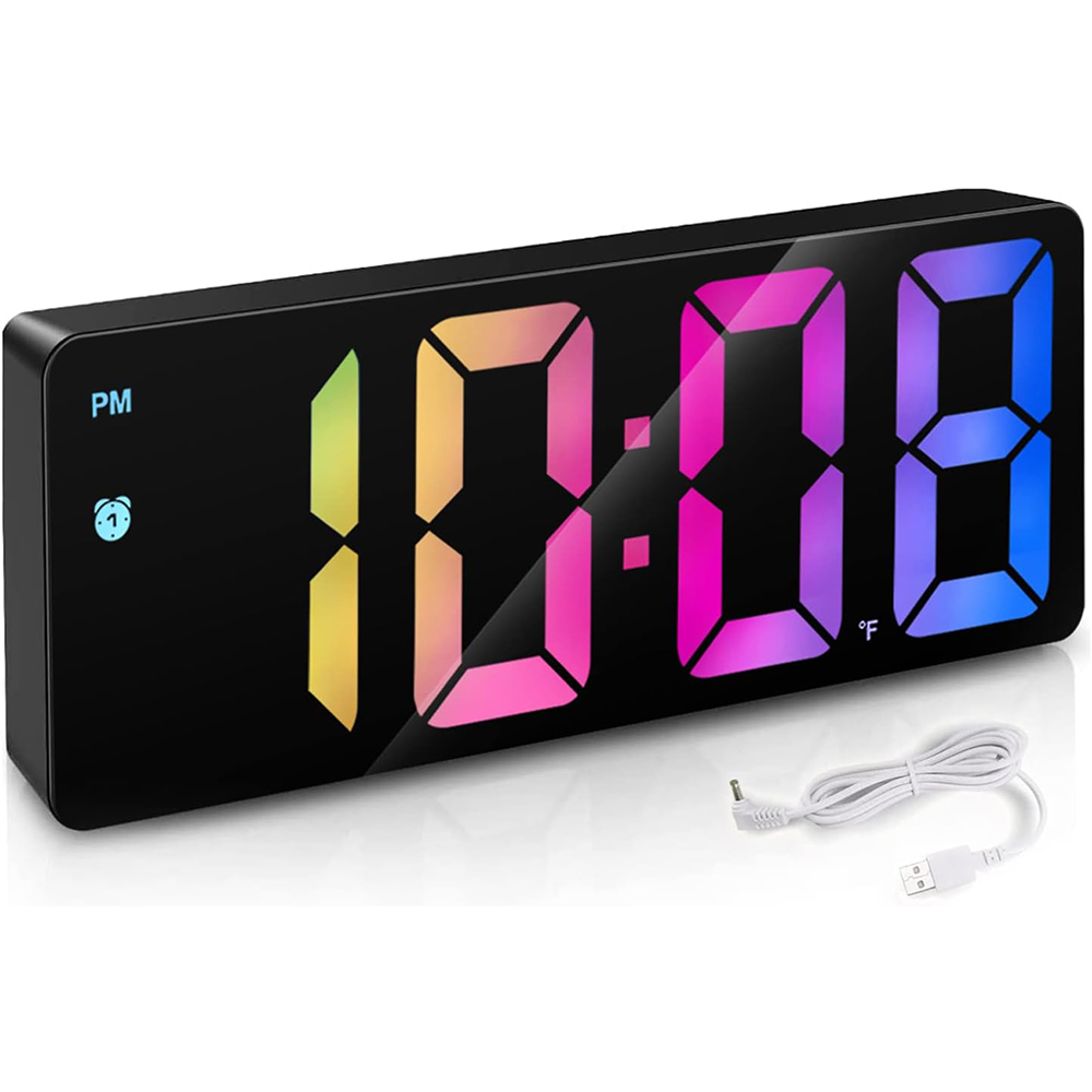 LED Desk Clock - With Alarm Clock and Temperature Display - Bedroom and ...