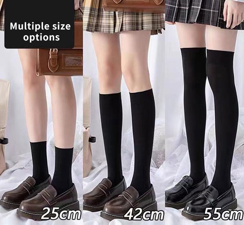 1 Pair Calf Socks Japanese JK Socks Velvet Black Silk Stockings ...