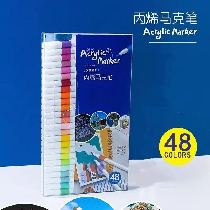 48 Colors Acrylic Mark Non-Toxic Water-Based Impervious Color ...