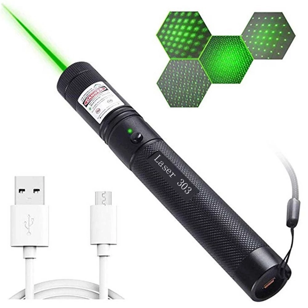 100% Original Powerful Green Laser Pointer Pen Beam Light USB ...