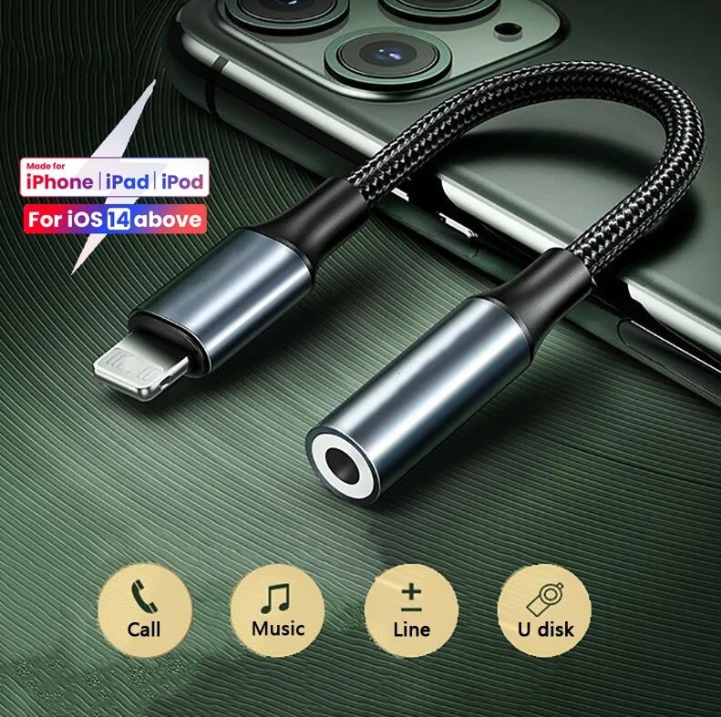 3.5mm Jack Adapter Cable 8-Pin iOS Interface Headphone Adapters for ...