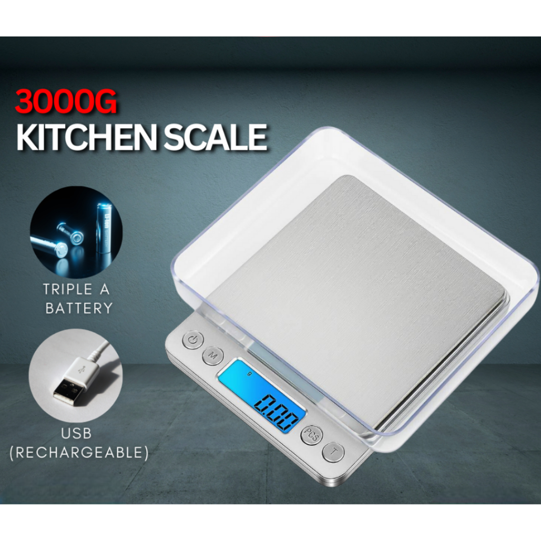 [Shopee Choice] 3000g/0.1gP Food Scale Rechargeable Kitchen Scale with ...