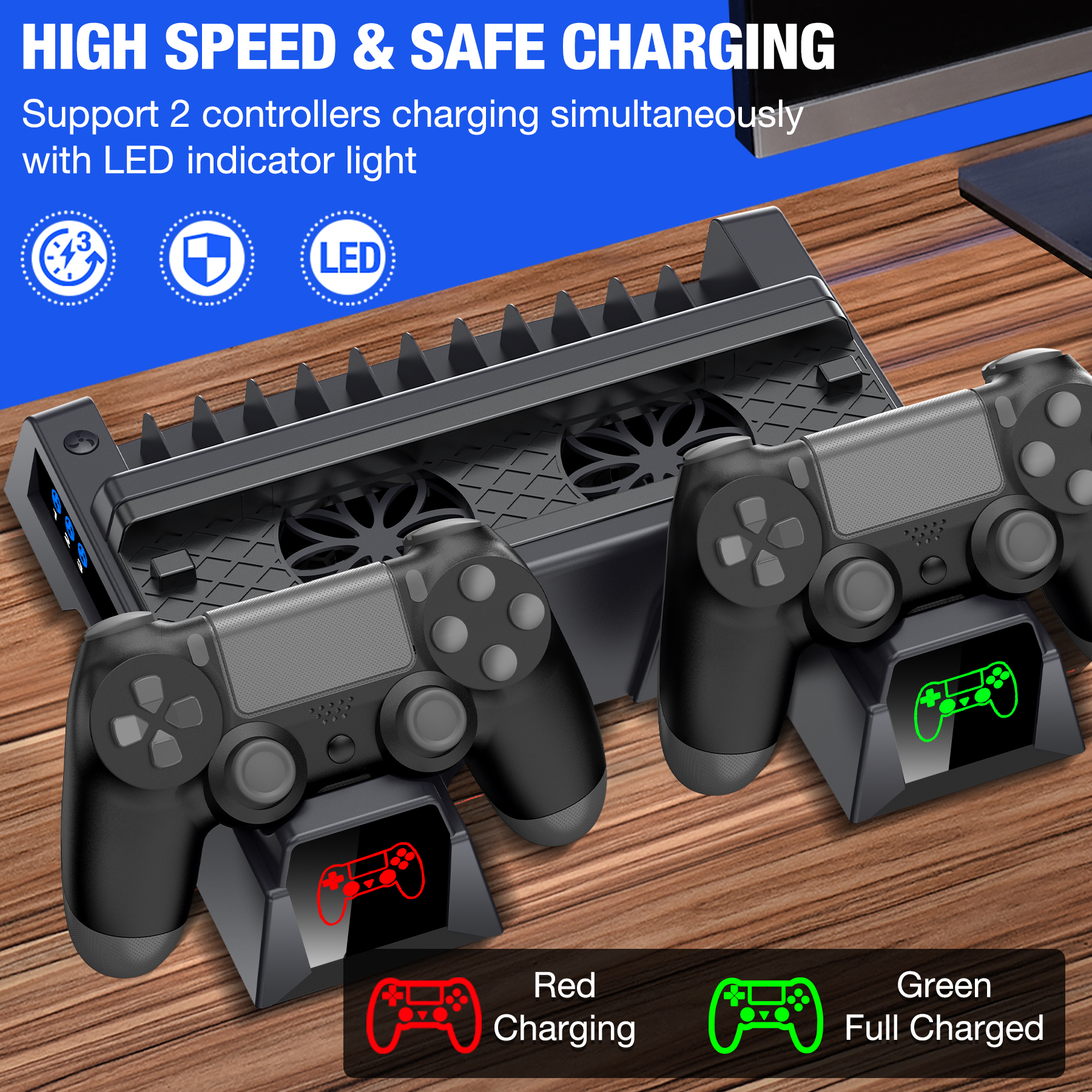 Vertical Cooling Stand For PS4/PS4 Slim/PS4 Pro Console LED Indicator ...