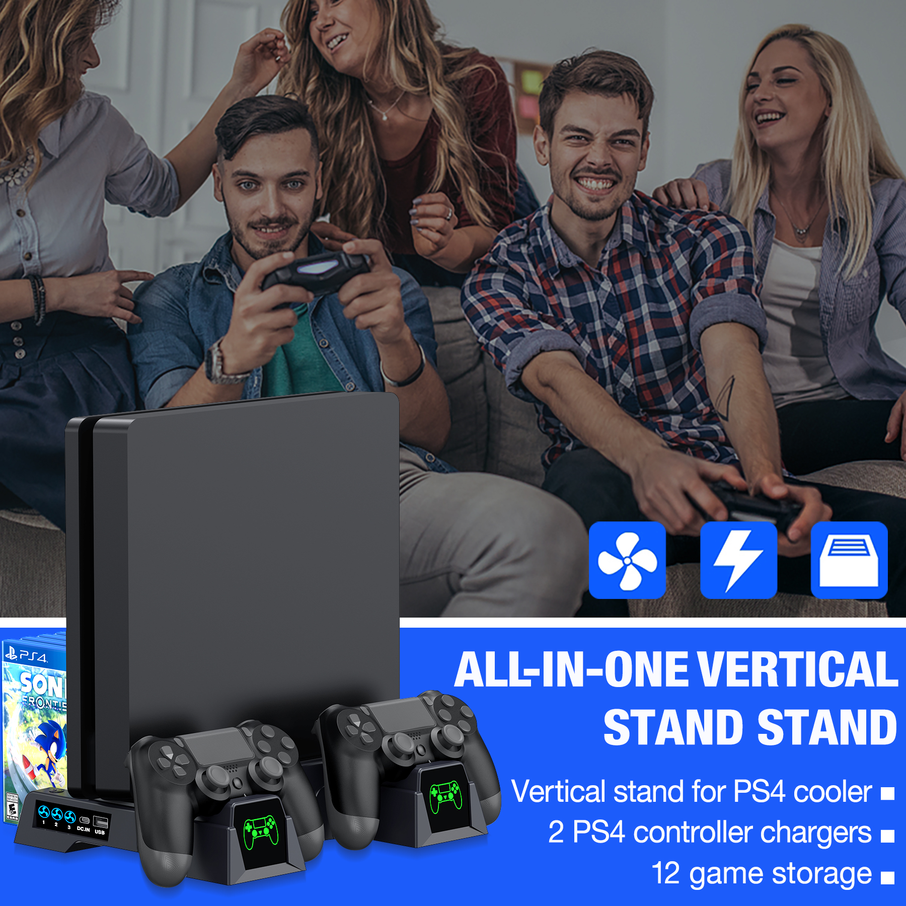 Vertical Cooling Stand For PS4/PS4 Slim/PS4 Pro Console LED Indicator ...