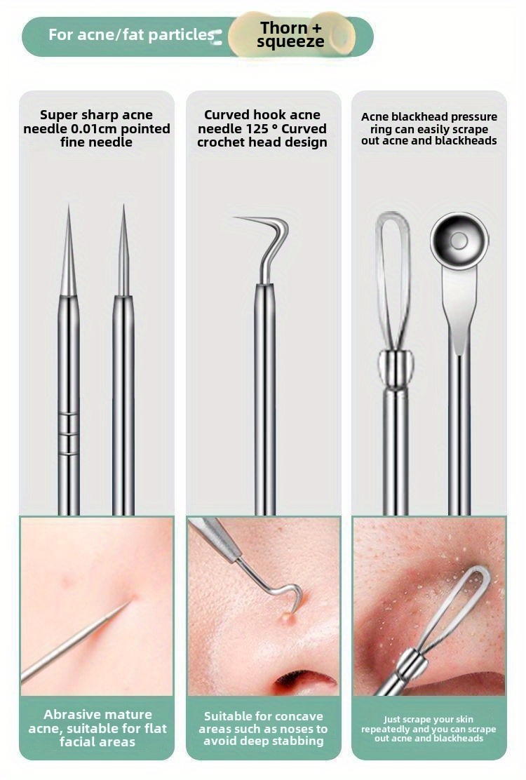 Professional Acne Blackhead Remover Kit 8Pcs - Pimple Extractor Tools ...