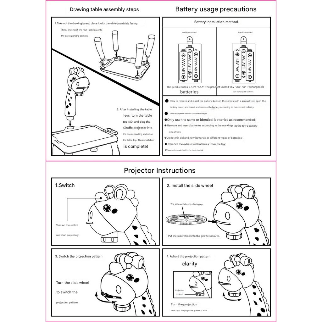 Mini Drawing Table for Kids Educational Toys LED Painting Projector ...