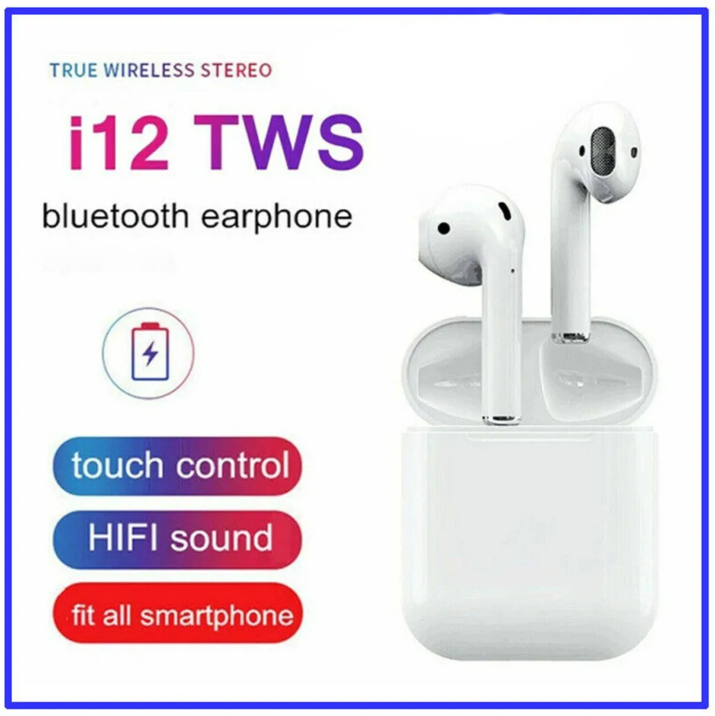 TWS i12 Earphone TWS Wireless Bluetooth HiFi 9D Stereo Sound Headphone ...