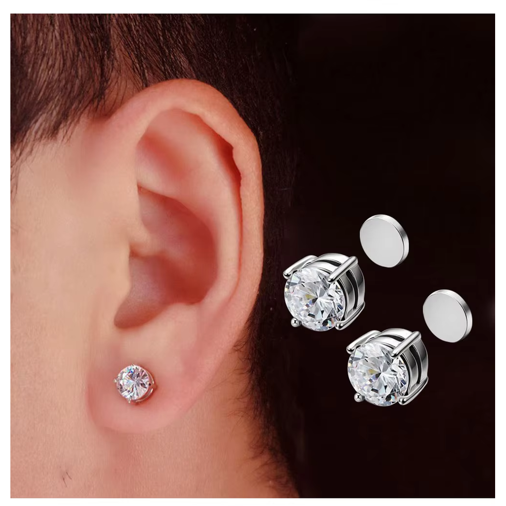 1 pairs Magnetic Ear Clips Stud Earrings Non Piercing Strong Magnet ...