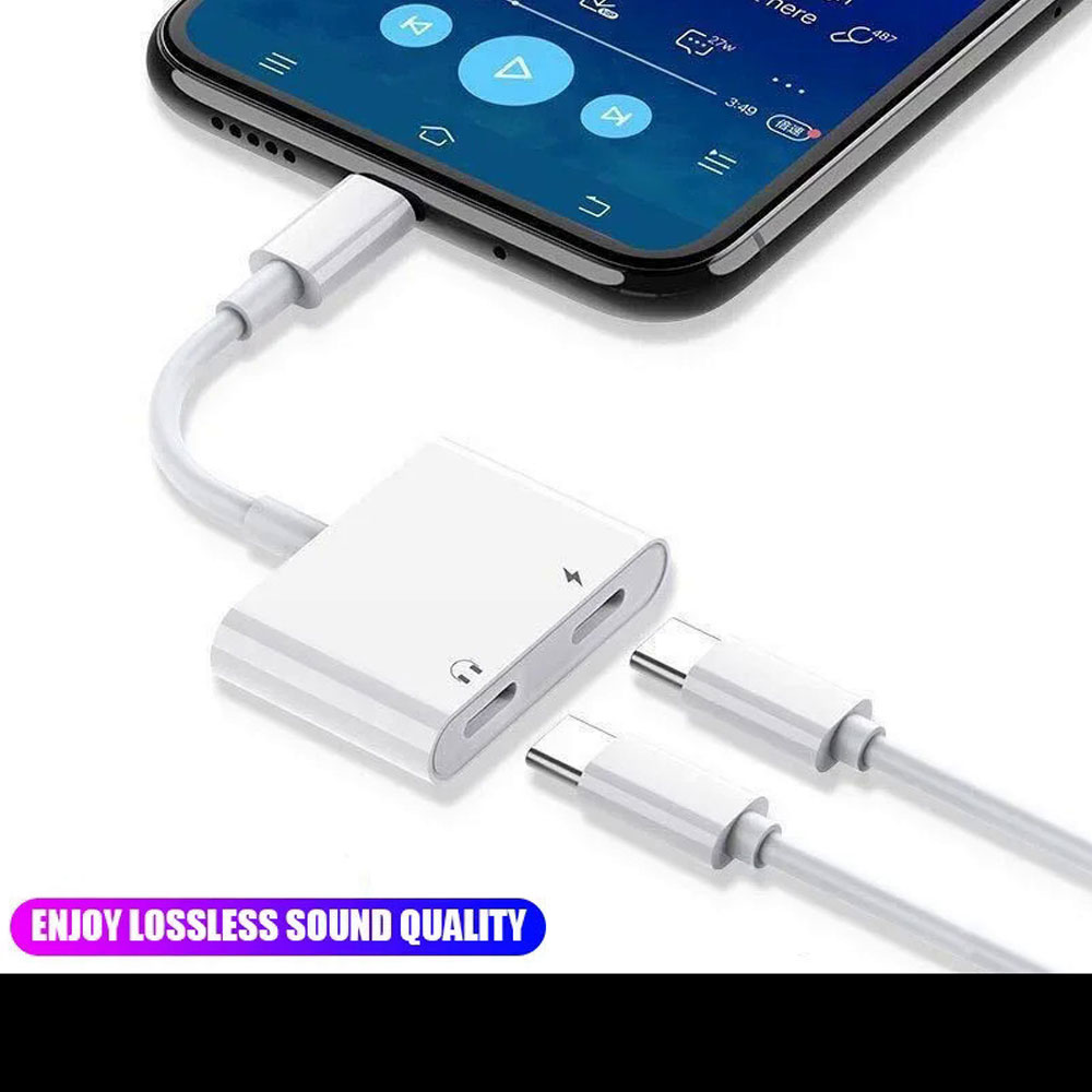2 in1 Type C Adapter USB TypeC to USB-C Jack Audio Splitter Earphone ...