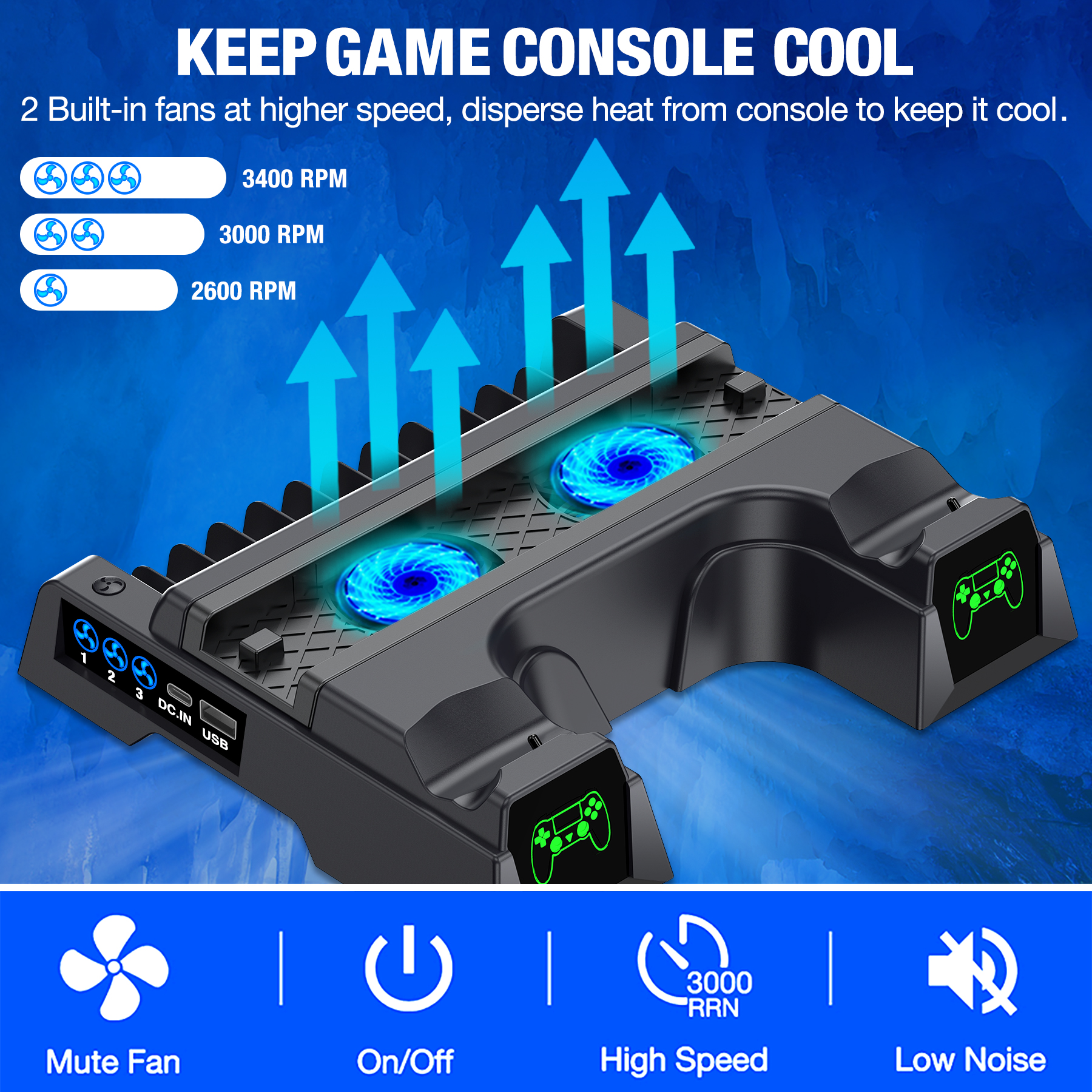 Vertical Cooling Stand For PS4/PS4 Slim/PS4 Pro Console LED Indicator ...