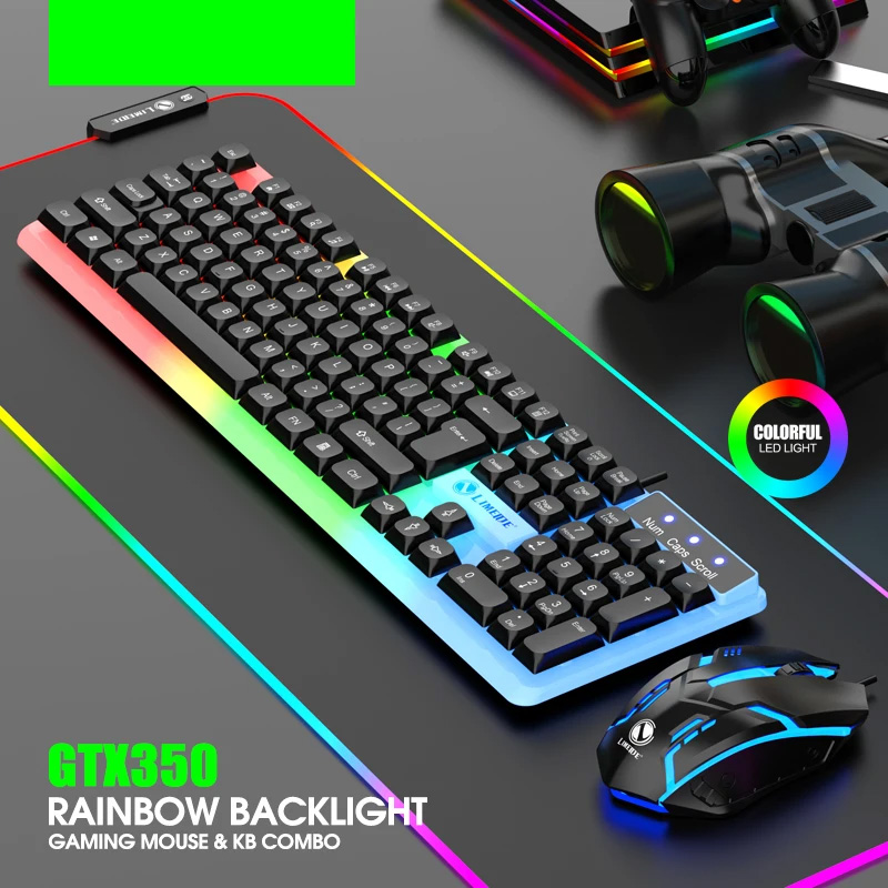 GTX350 Keyboard and Mouse Combos Suspended Backlight USB Wired Keyboard ...